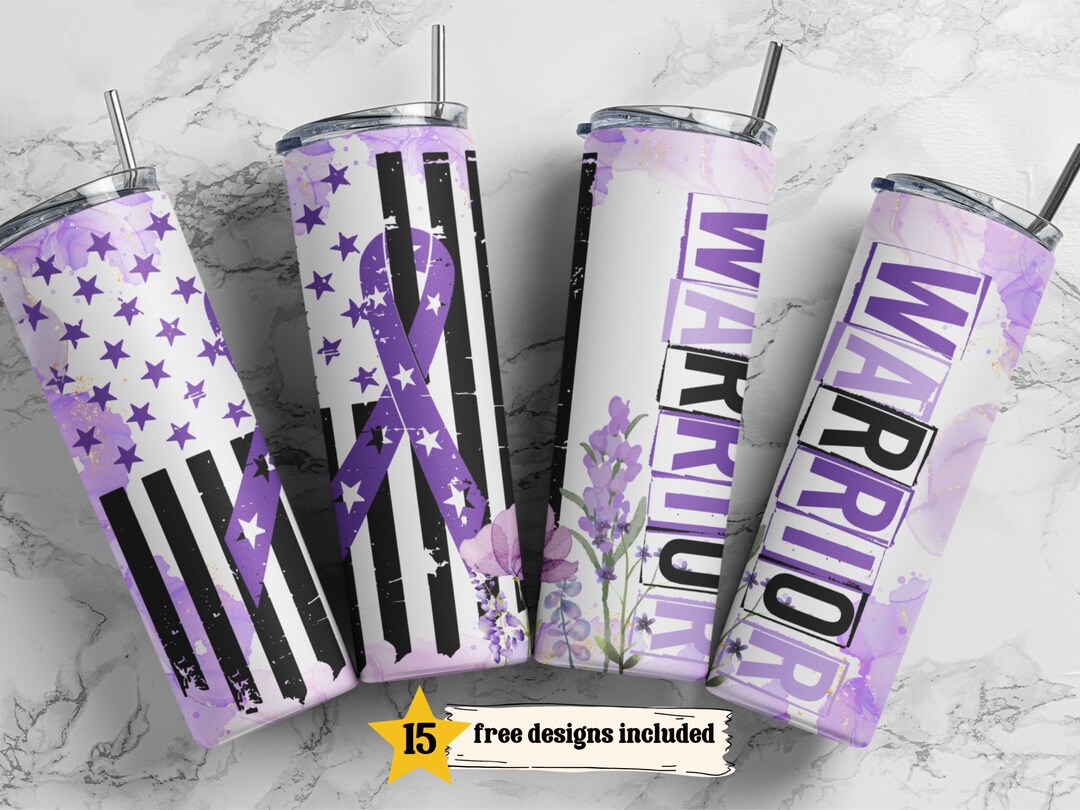 Purple Warrior 20 Oz Skinny Tumbler Sublimation Awareness Purple Ribbon ...