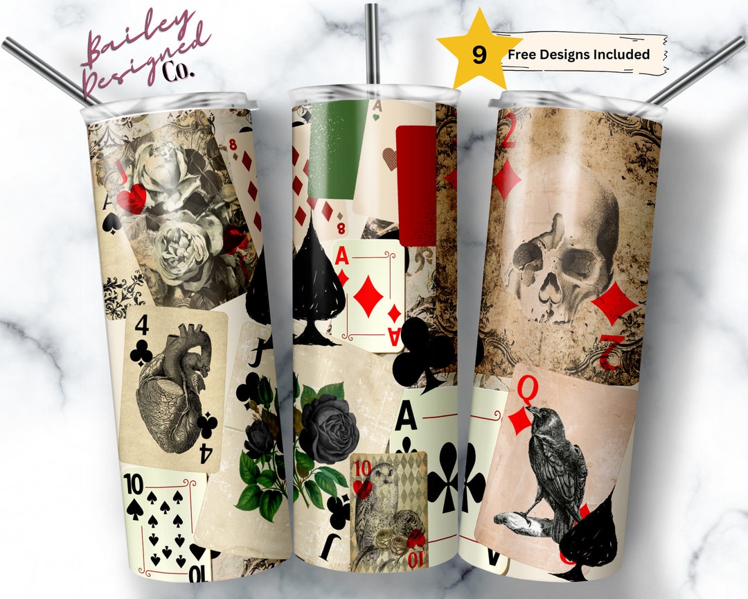 Gothic Poker Playing Cards 20 Oz Skinny Tumbler Sublimation Design ...