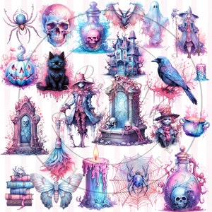 Pastelloween Clipart PNG Set, 18 Halloween Clipart, Commercial Use Clip ...