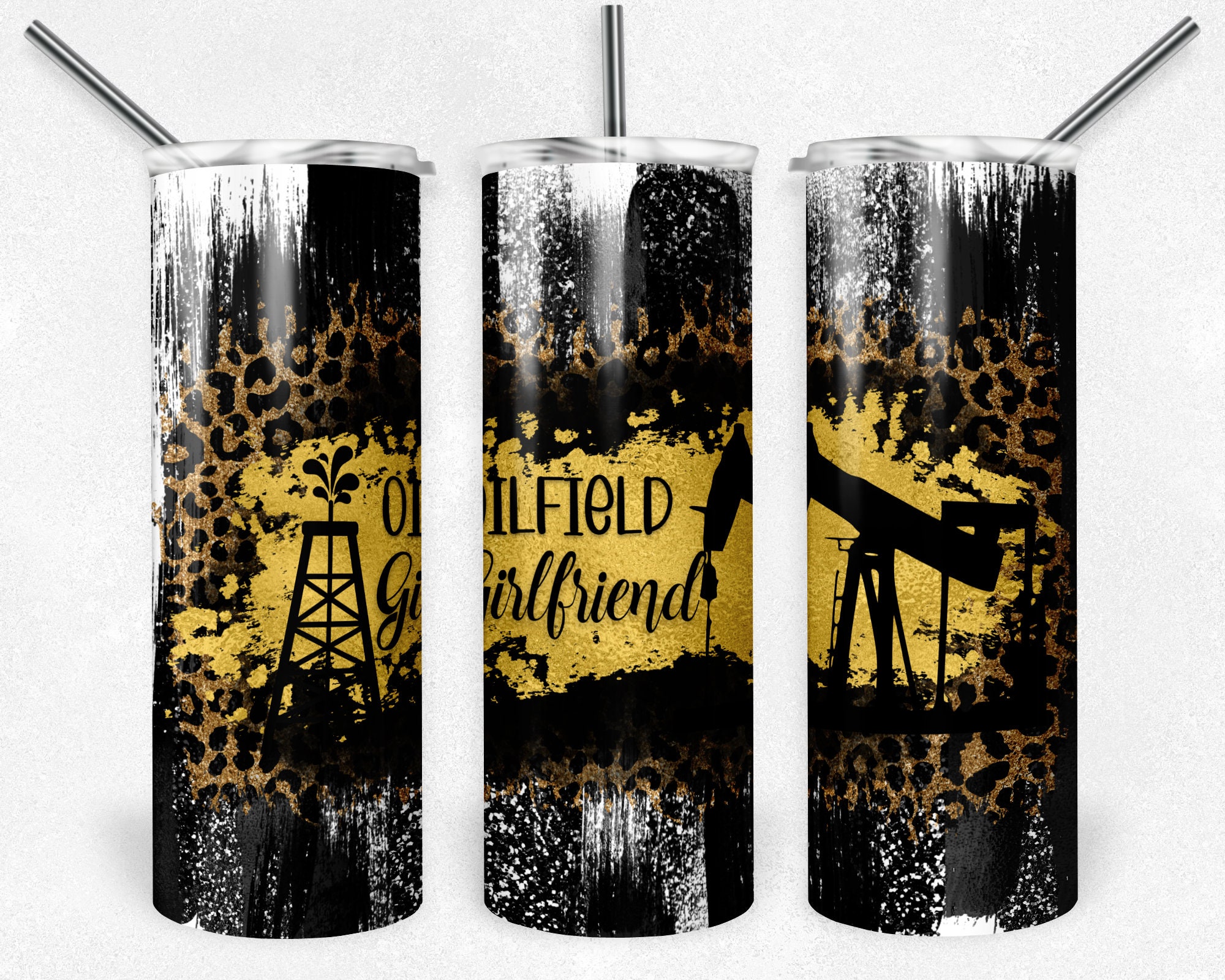 20 Oz Skinny Tumbler Oilfield Oil Rig Leopard Grunge Oilfield - Etsy