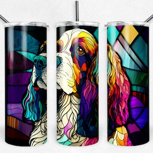 Stained Glass Cocker Spaniel 20 Oz Skinny Tumbler Sublimation Design ...