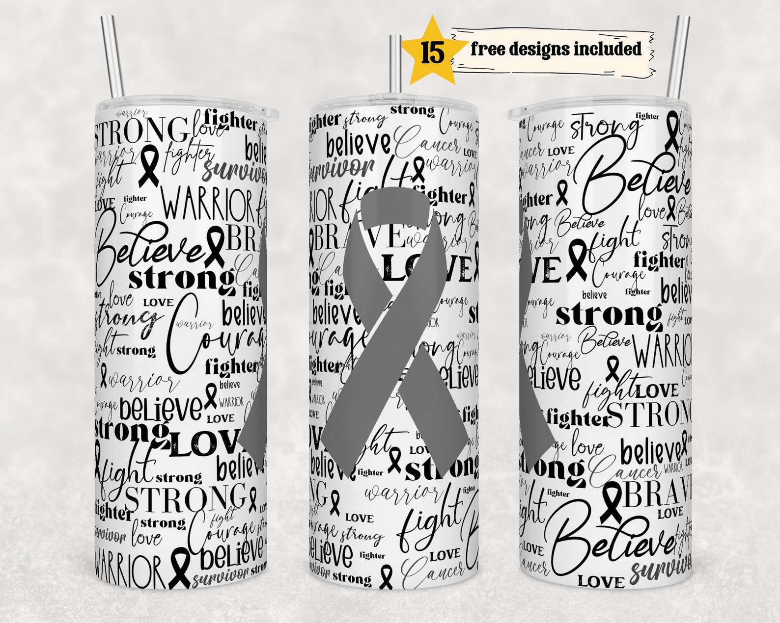 20 Oz Skinny Tumbler Sublimation Brain Cancer Awareness Grey - Etsy