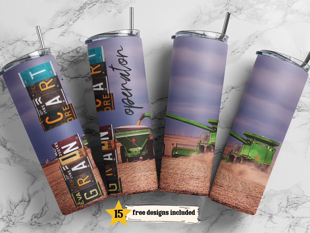 Grain Cart Operator 20 Oz Skinny Tumbler Farm Life Tractor Sublimation ...
