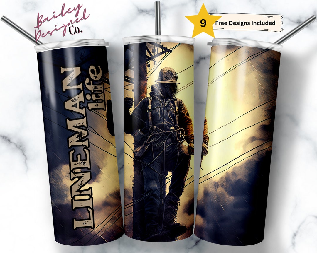 Lineman Life 20 Oz Skinny Tumbler Sublimation Design Digital Download ...