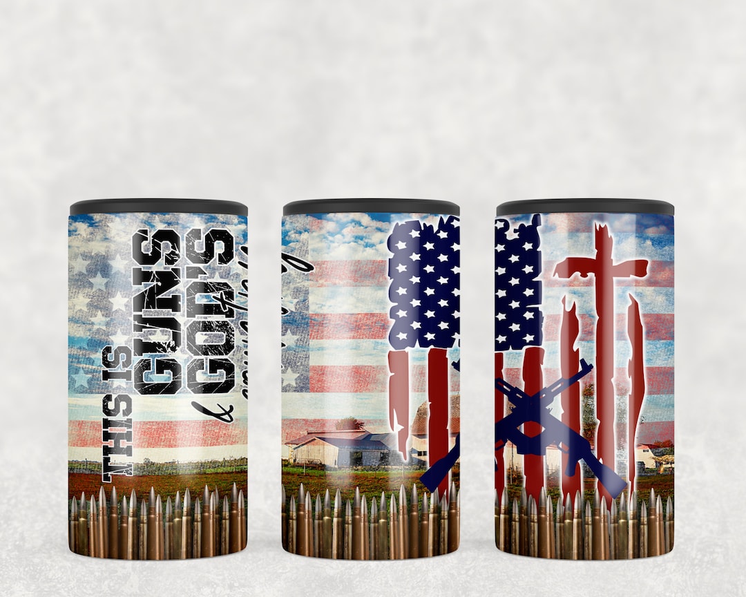 4in1 Can Cooler Sublimation Wrap, Guns and God's Country, Sublimation ...