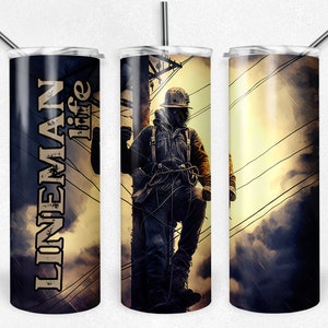 Lineman Life 20 Oz Skinny Tumbler Sublimation Design Digital Download ...