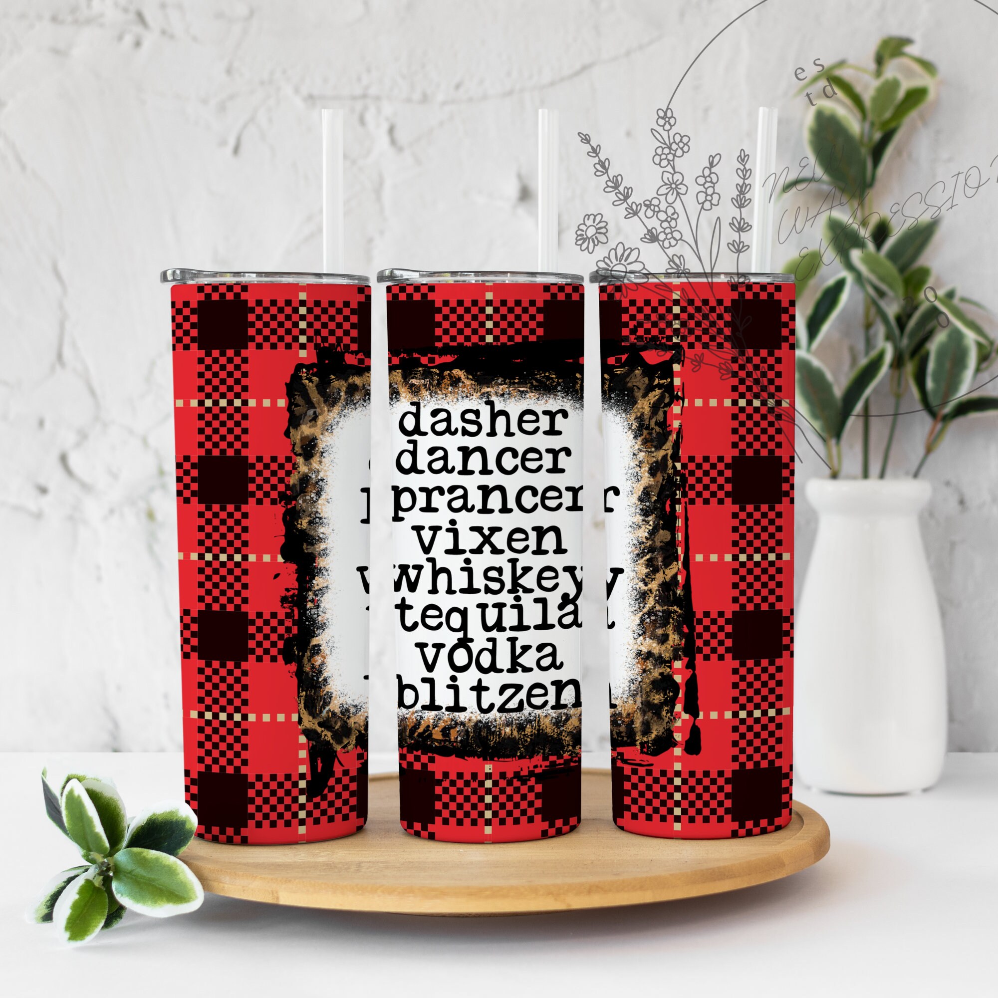 20 Oz Skinny Tumbler Drunk Reindeer Funny Christmas Straight - Etsy
