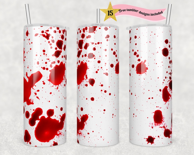 20 Oz Skinny Tumbler Blood Splatter Tumbler, Halloween Sublimation ...