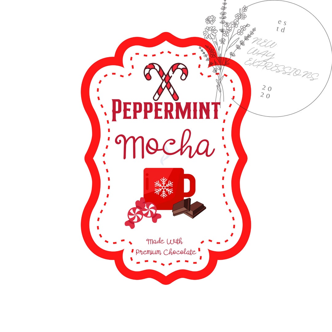 Peppermint Mocha, Christmas Label PNG, Christmas Png, Sublimation ...
