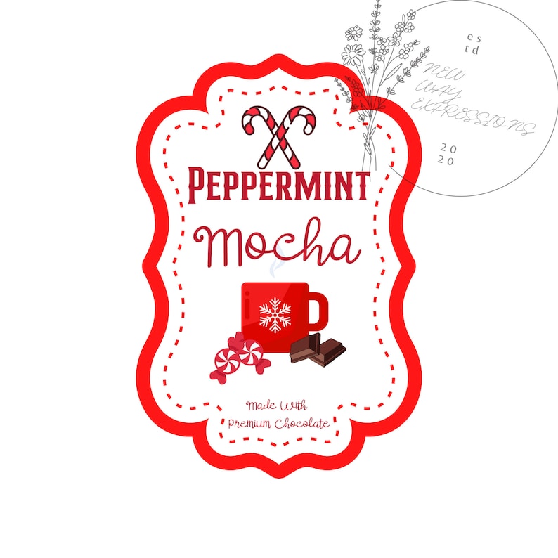 Peppermint Mocha Christmas Label PNG Christmas Png - Etsy