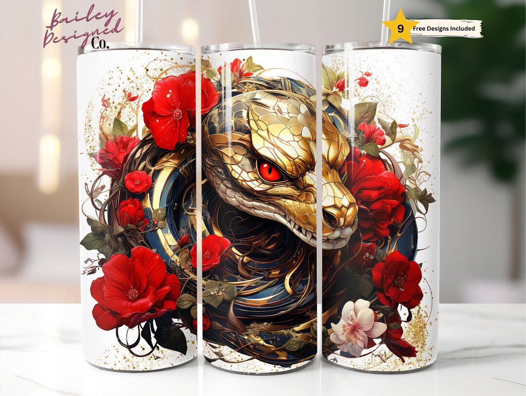 Golden Snake 3D Tumbler Wrap Sublimation, 20 Oz Skinny Tumbler ...