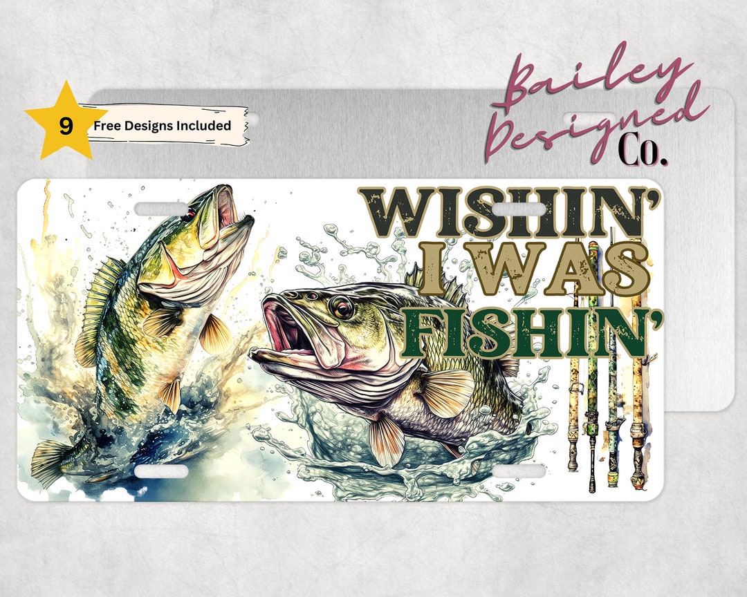 Fishing Fisherman License Plate Sublimation Design Digital Download PNG ...
