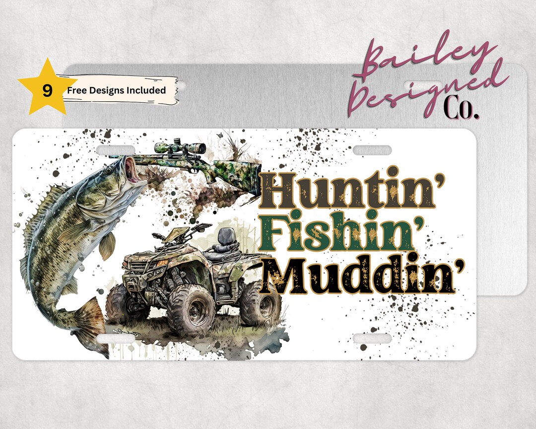 Fishing Fisherman License Plate Sublimation Design Digital Download PNG ...