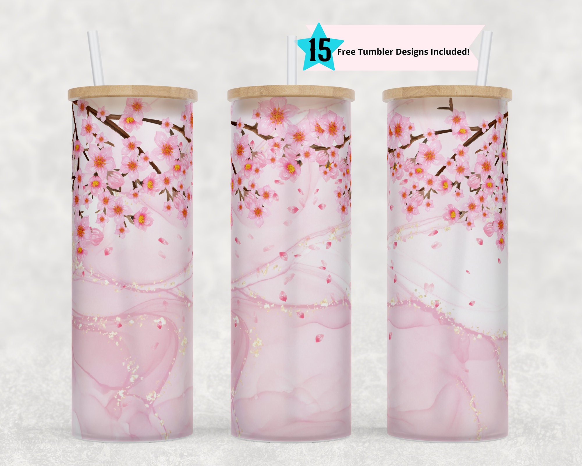 Vintage Libbey Drinking Glasses Pink Black Cherry Blossom Pagoda Mcm