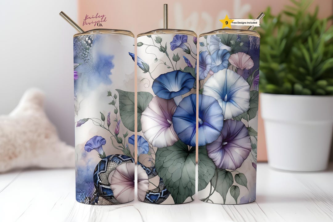 Pastel Floral Snake Skin Python Flowers 20 Oz Skinny Tumbler ...