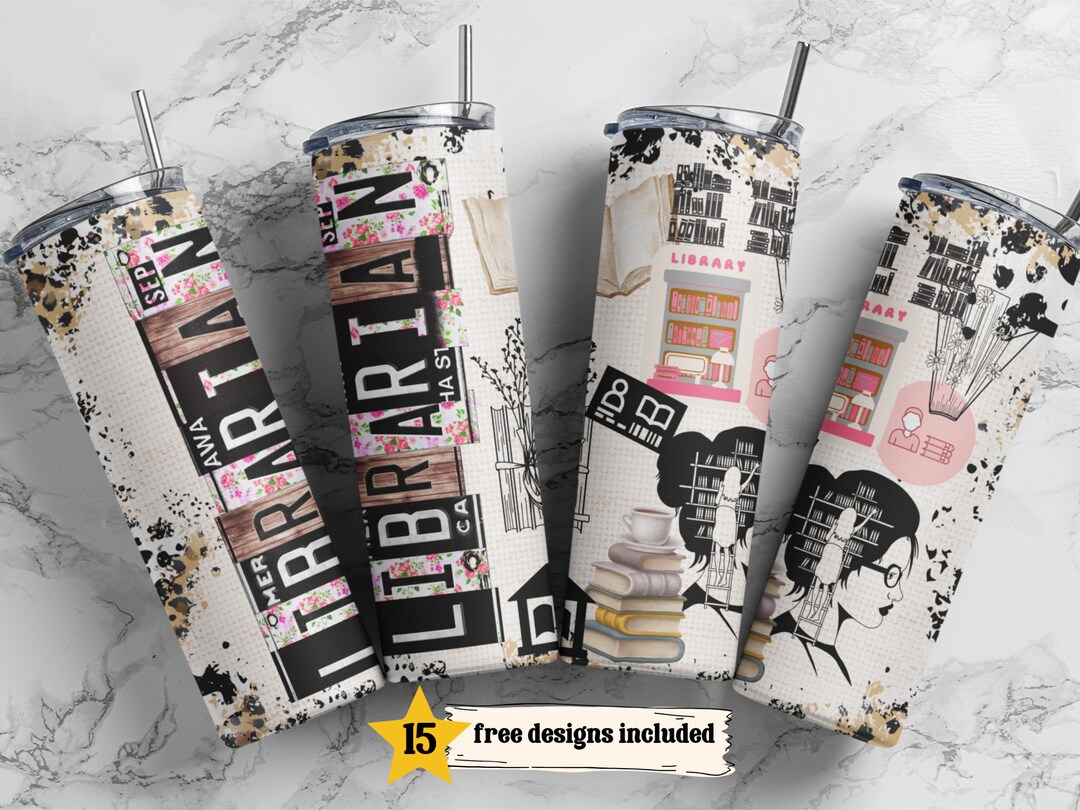 Librarian Tumbler 20 Oz Skinny Tumbler Sublimation Leopard Boho Wrap ...