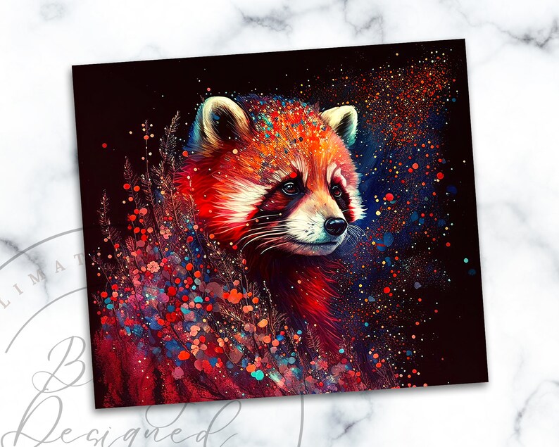 Alcohol Ink Red Panda 20 Oz Skinny Tumbler Sublimation Design Digital ...
