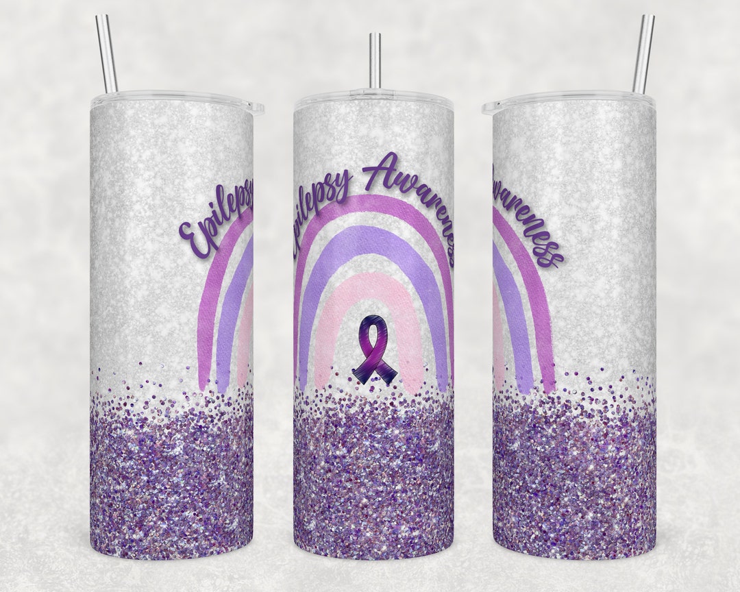 20 Oz Skinny Tumbler Sublimation Epilepsy Awareness Purple Ribbon ...