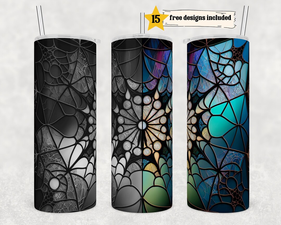 Stained Glass Spider Web 20 Oz Skinny Tumbler Sublimation Design ...