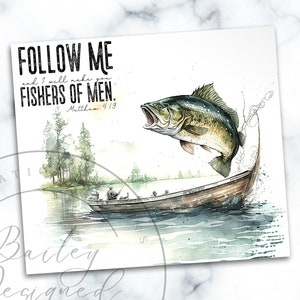 Follow Me, Fishers of Men 20 Oz Skinny Tumbler Sublimation Design ...