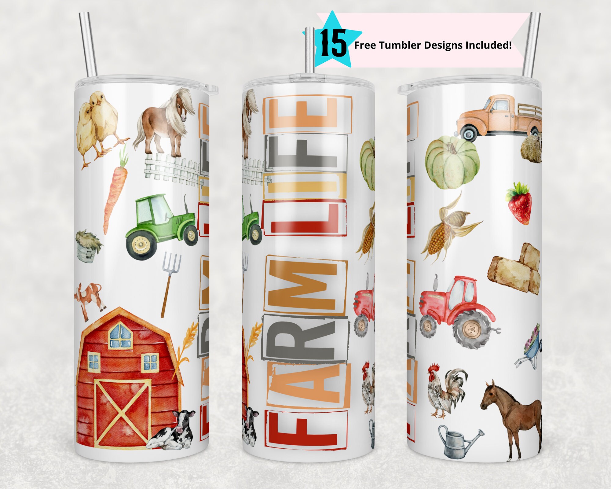20 Oz Skinny Tumbler Farm Life Sublimation Design Digital - Etsy