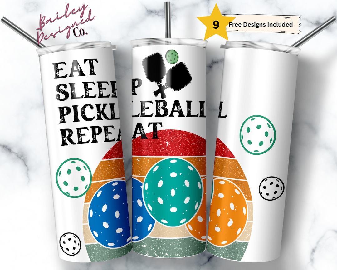Pickleball 20 Oz Skinny Tumbler Sublimation Design Digital Download PNG ...