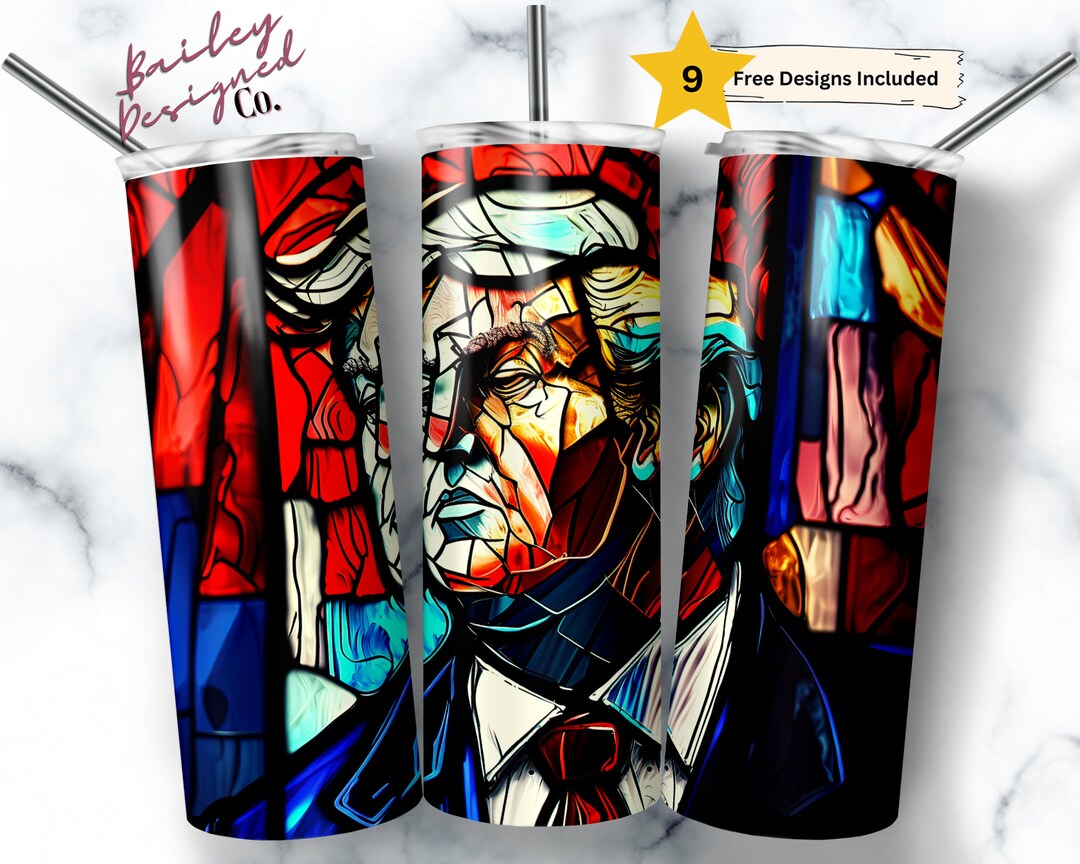 Stained Glass Trump 20 Oz Skinny Tumbler Sublimation Design Digital ...