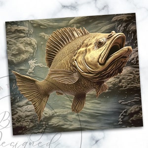 3D Tumbler Wrap Bass Fish 20 Oz Skinny Tumbler Sublimation Design ...