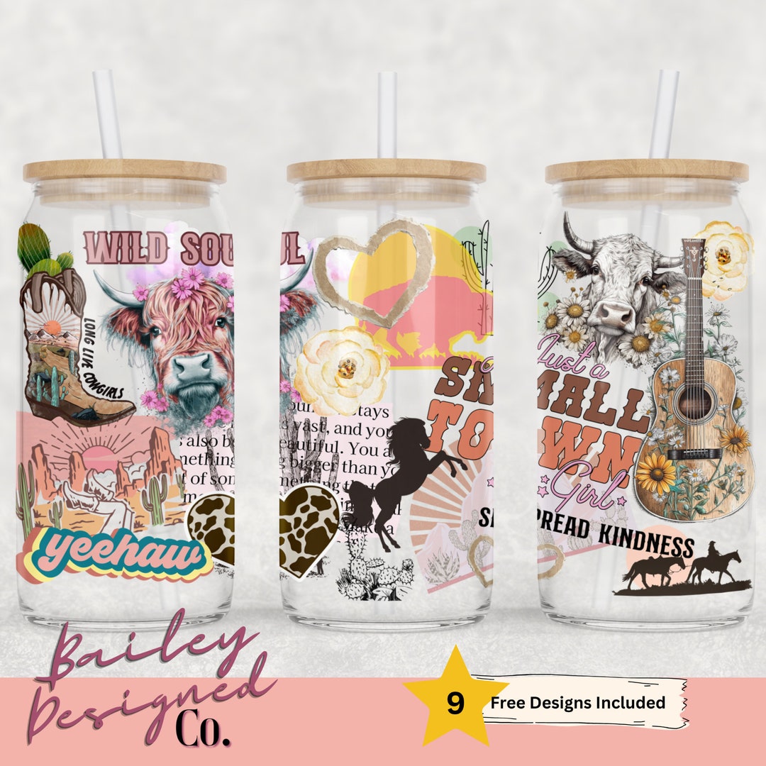 Country Girl 16oz Glass Can Wrap - Digital Download Sublimation Design ...
