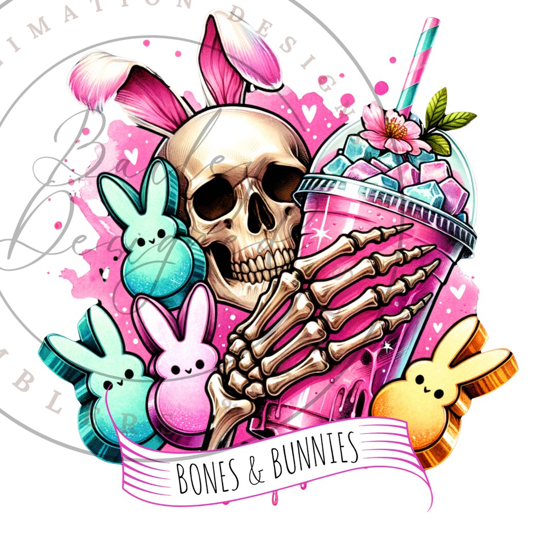 Funny Skull Easter Bunny Clipart Shirt Sublimation Design Digital ...