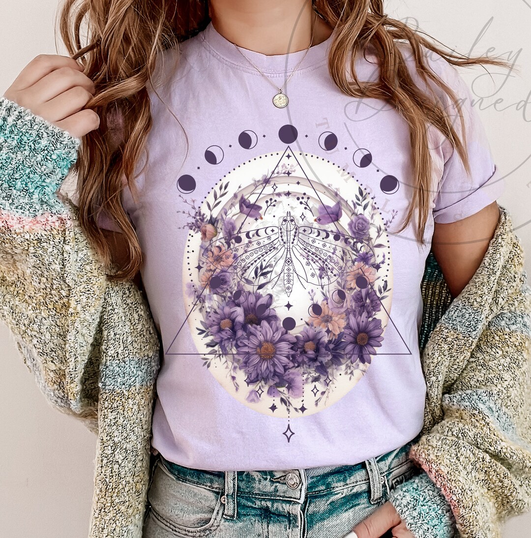 Lunar Moth PNG | Moon Phases Sublimation Design | Whimisgoth Digital ...