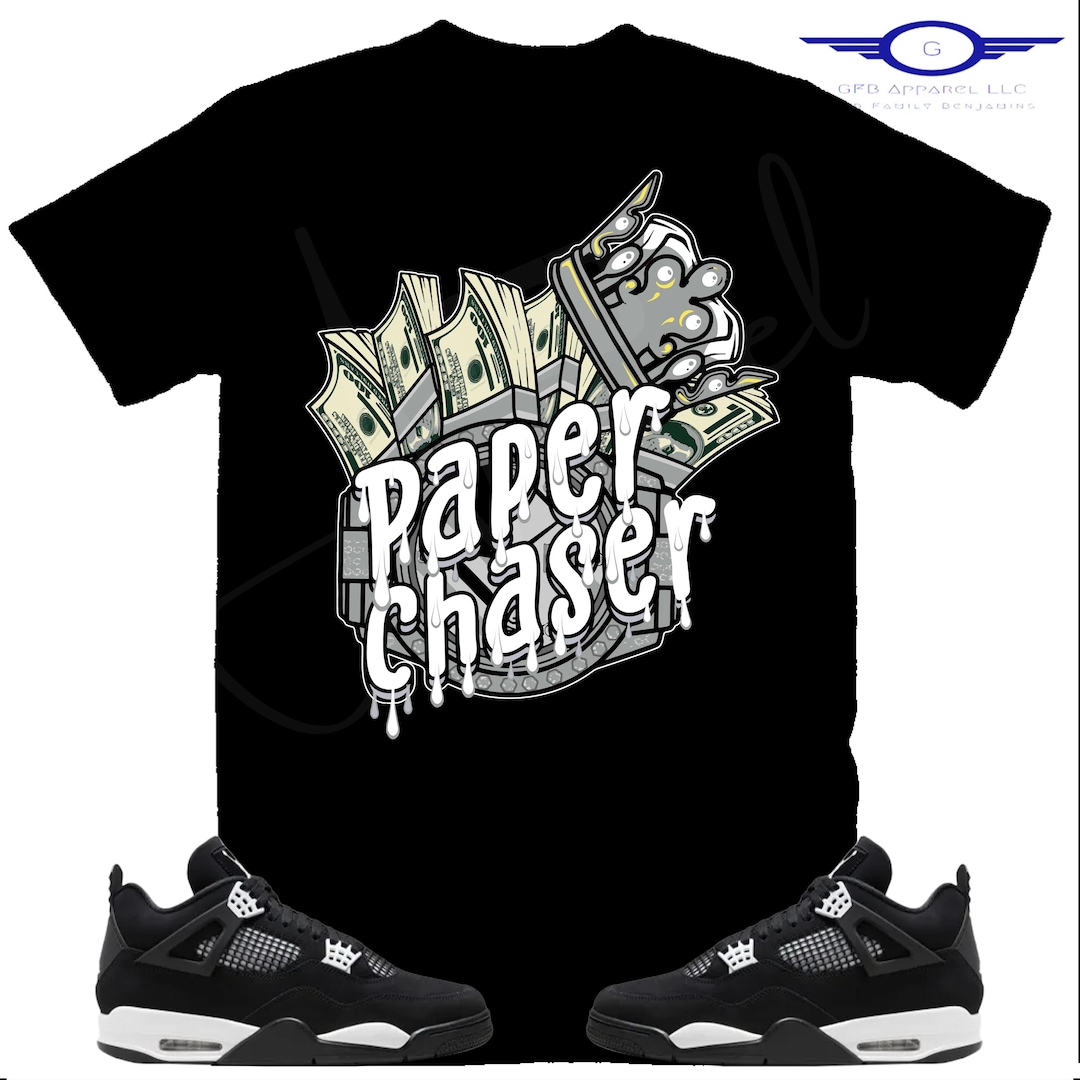 Paper Chaser Shirt to Match Retro 4 White Thunder, Jordan 4 White ...