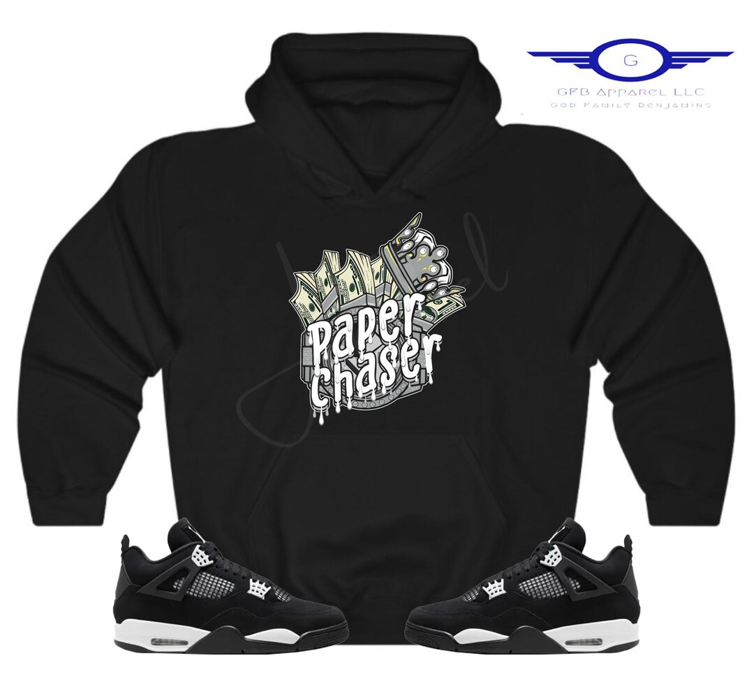 Paper Chaser Hoodie to Match Retro 4 White Thunder, Jordan 4 White ...