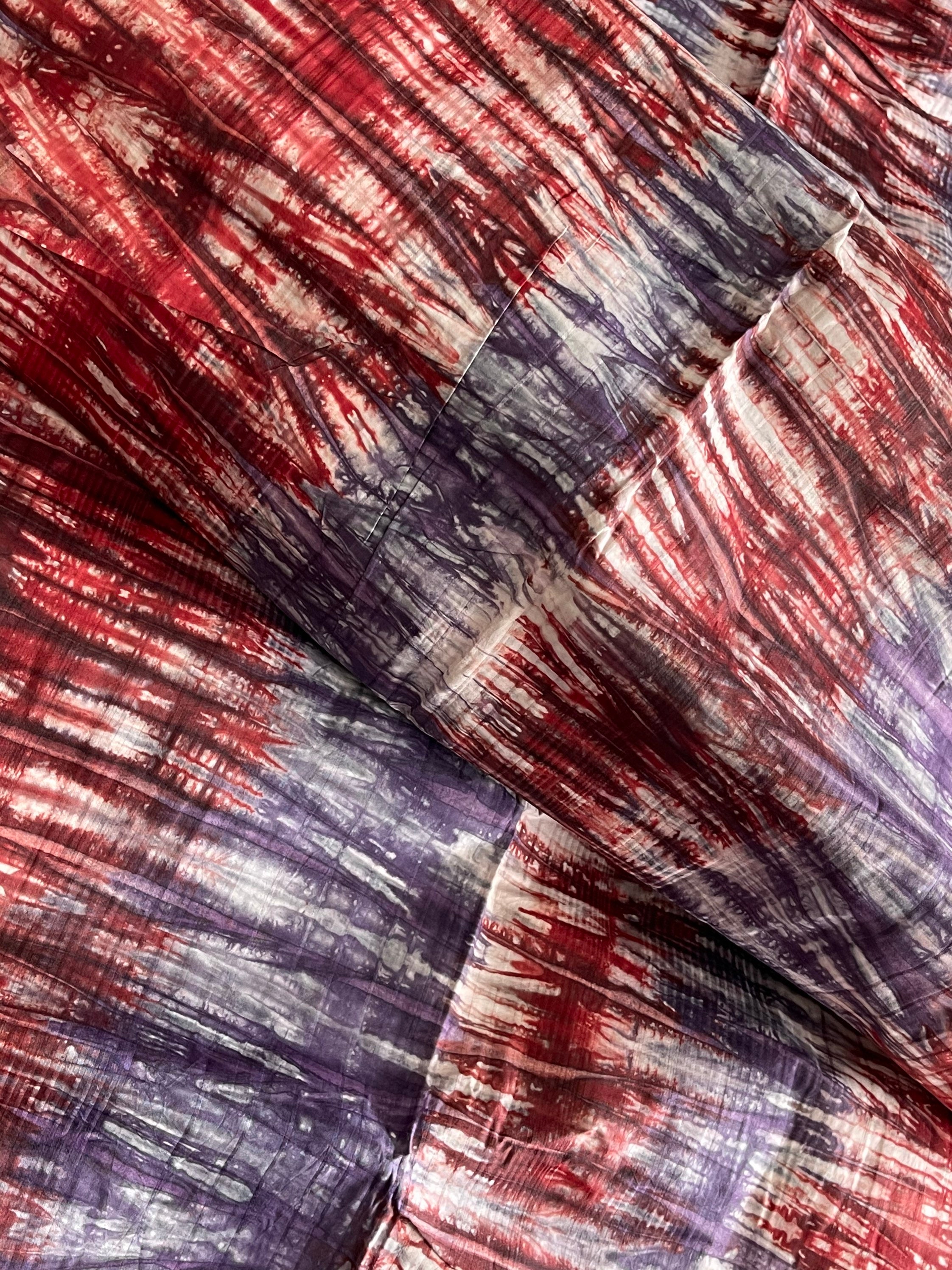 4.5 yards Handmade Batik Red blue and cream. Nigerian Adire | Etsy