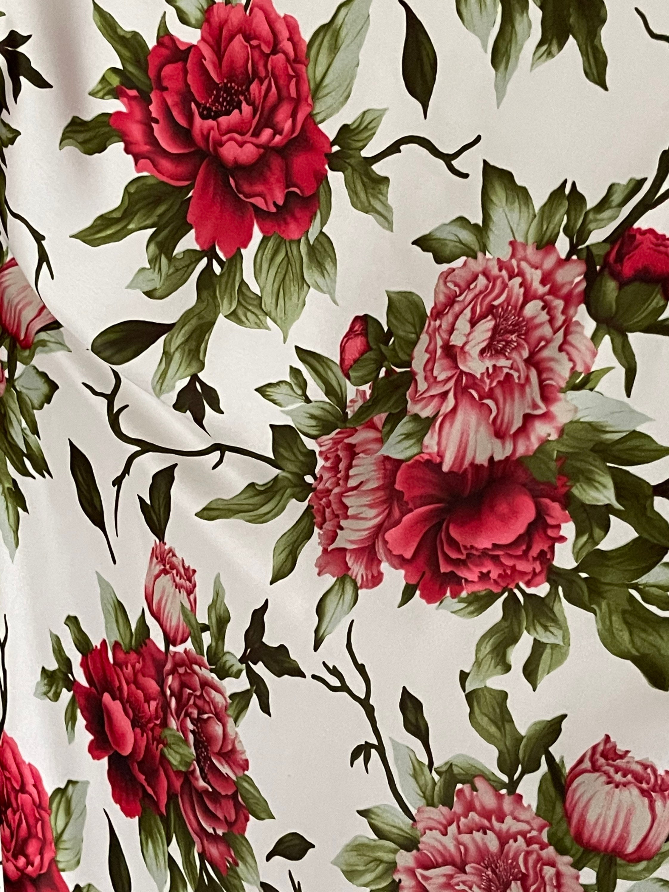 Exotic Silk Satin Fabric Multicolour Floral Satin Fabric | Etsy