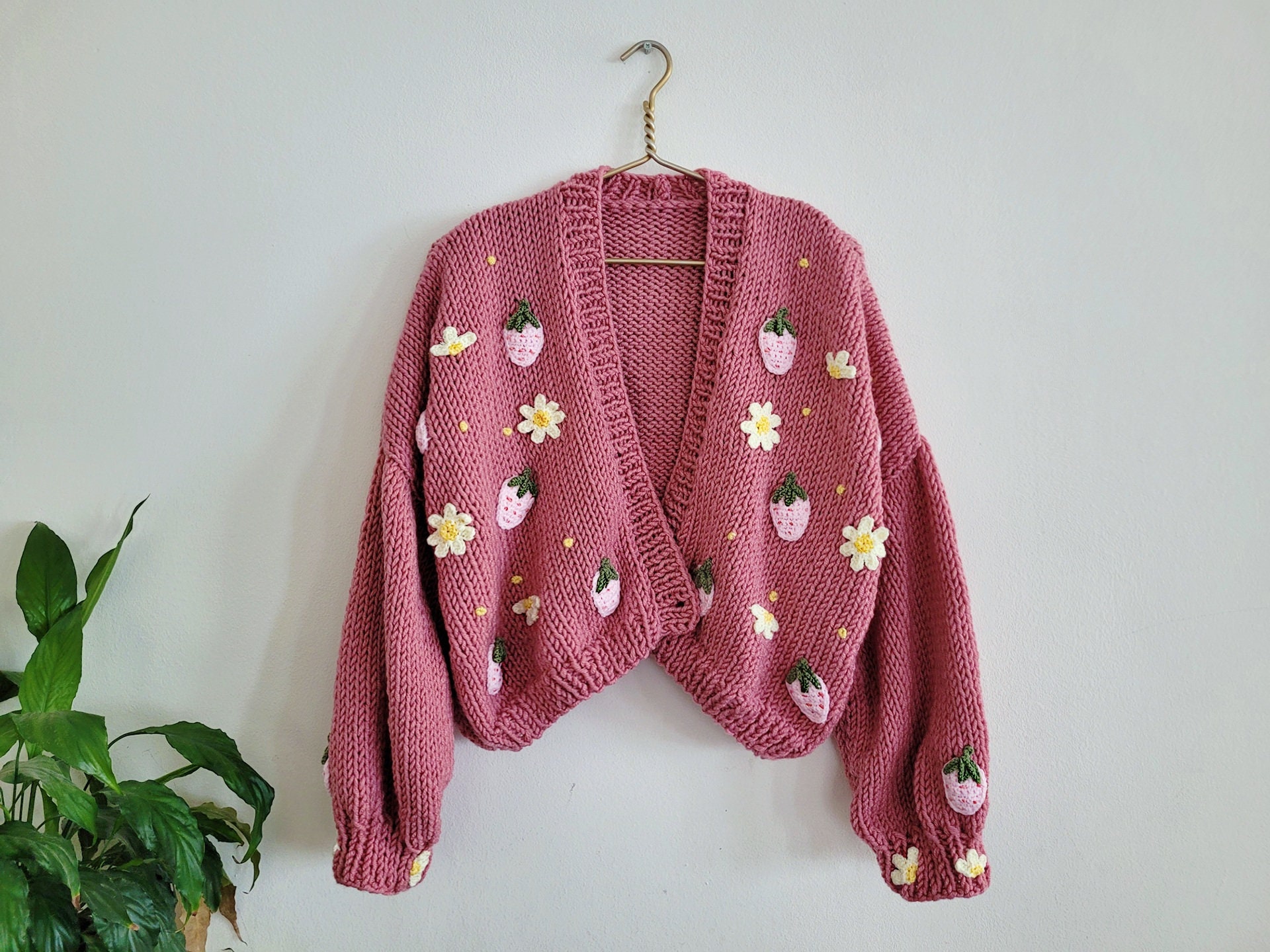 Strawberry Knit Cardigan - Summer Sweater Crochet Strawberry Knit Cardigan - Summer Sweater Crochet