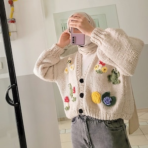 Chunky Knit Mushroom Cardigan - Frog Cardigan Cropped Froggy , Bee ...