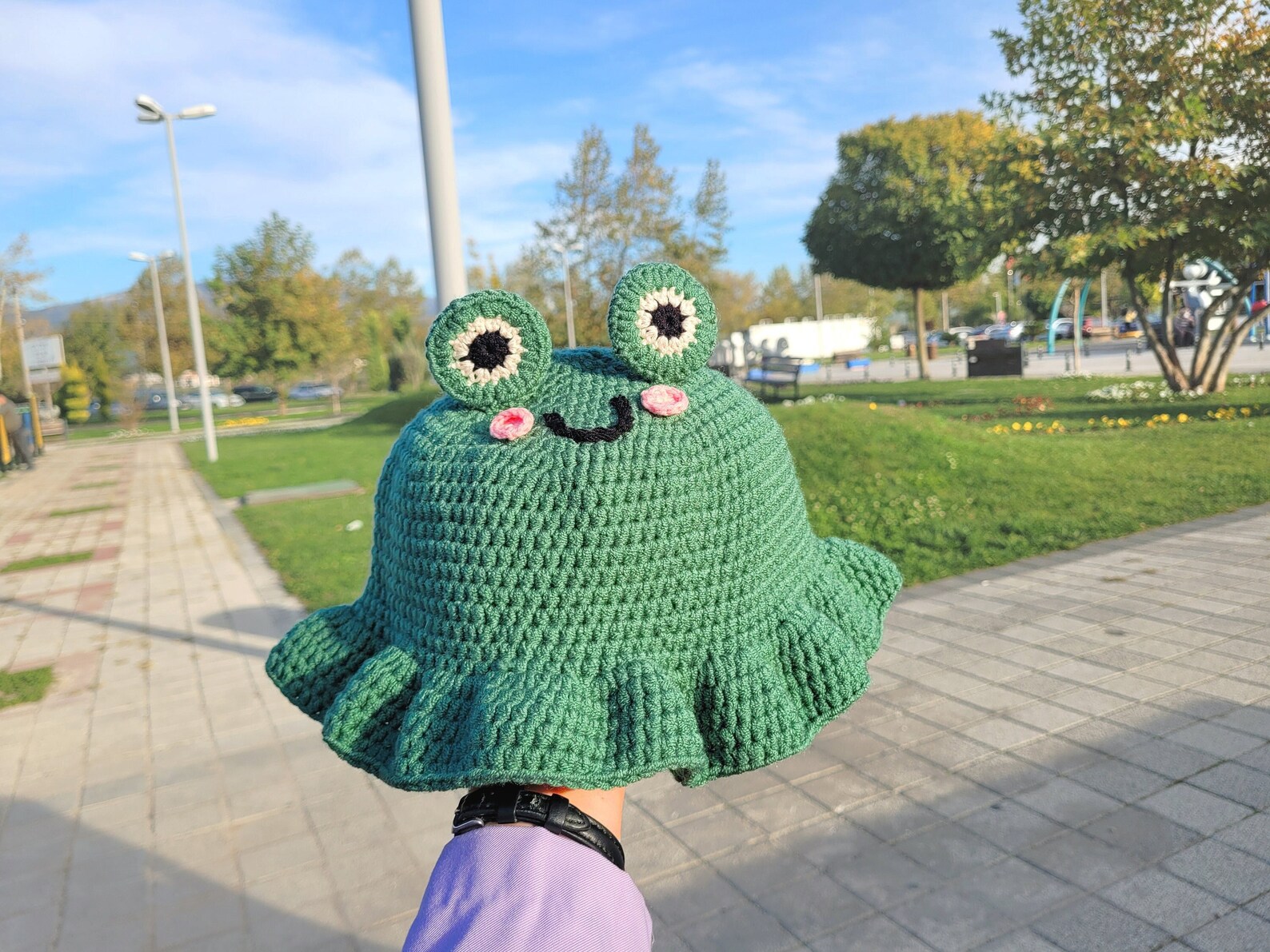 Crochet Frog Bucket Hat , Cute Froggy Bucket Hat , Animal Green Frog ...