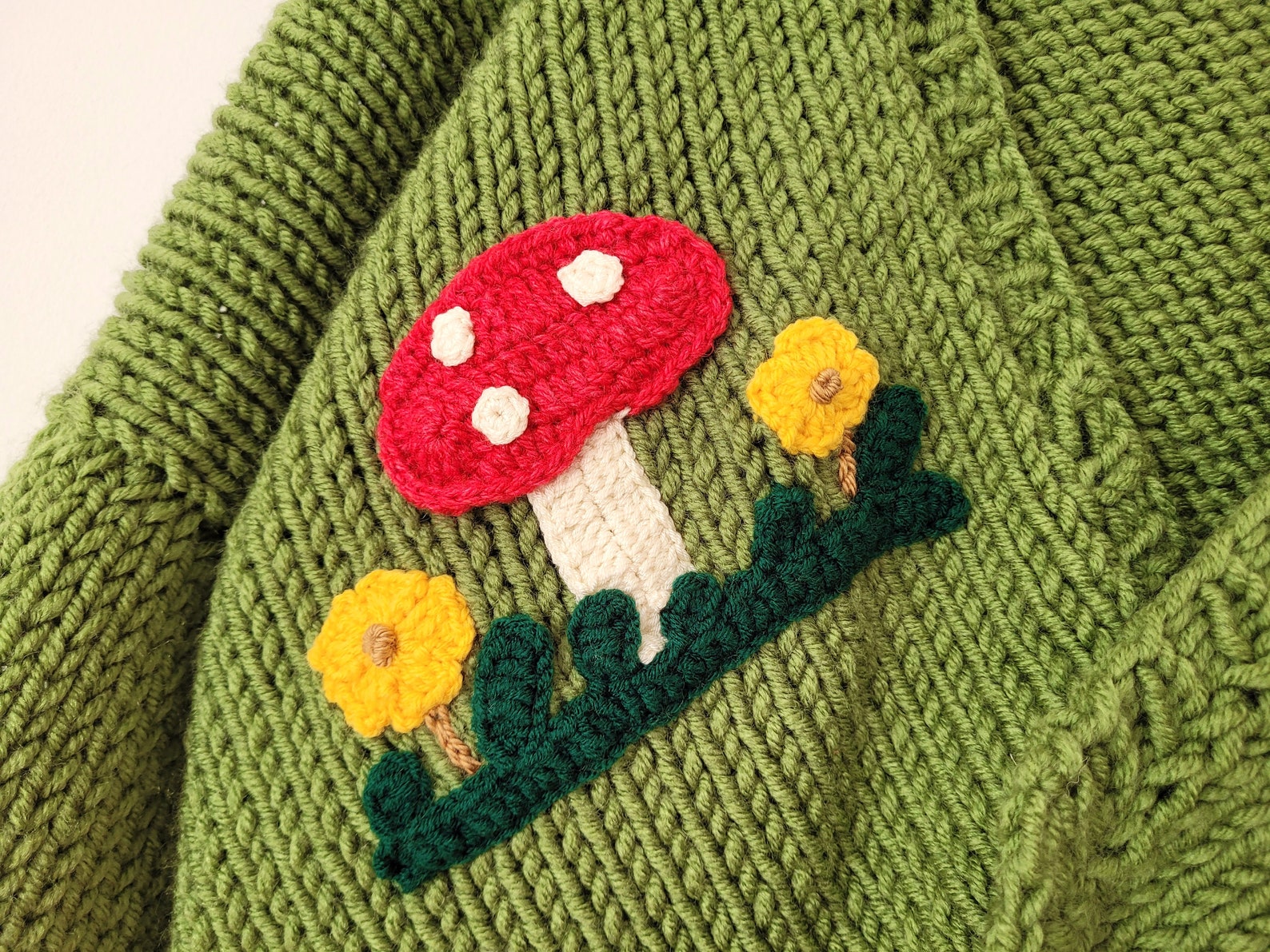Frog Chunky Knit Cardigan Cropped Cardi Oversized Mushroom - Etsy UK