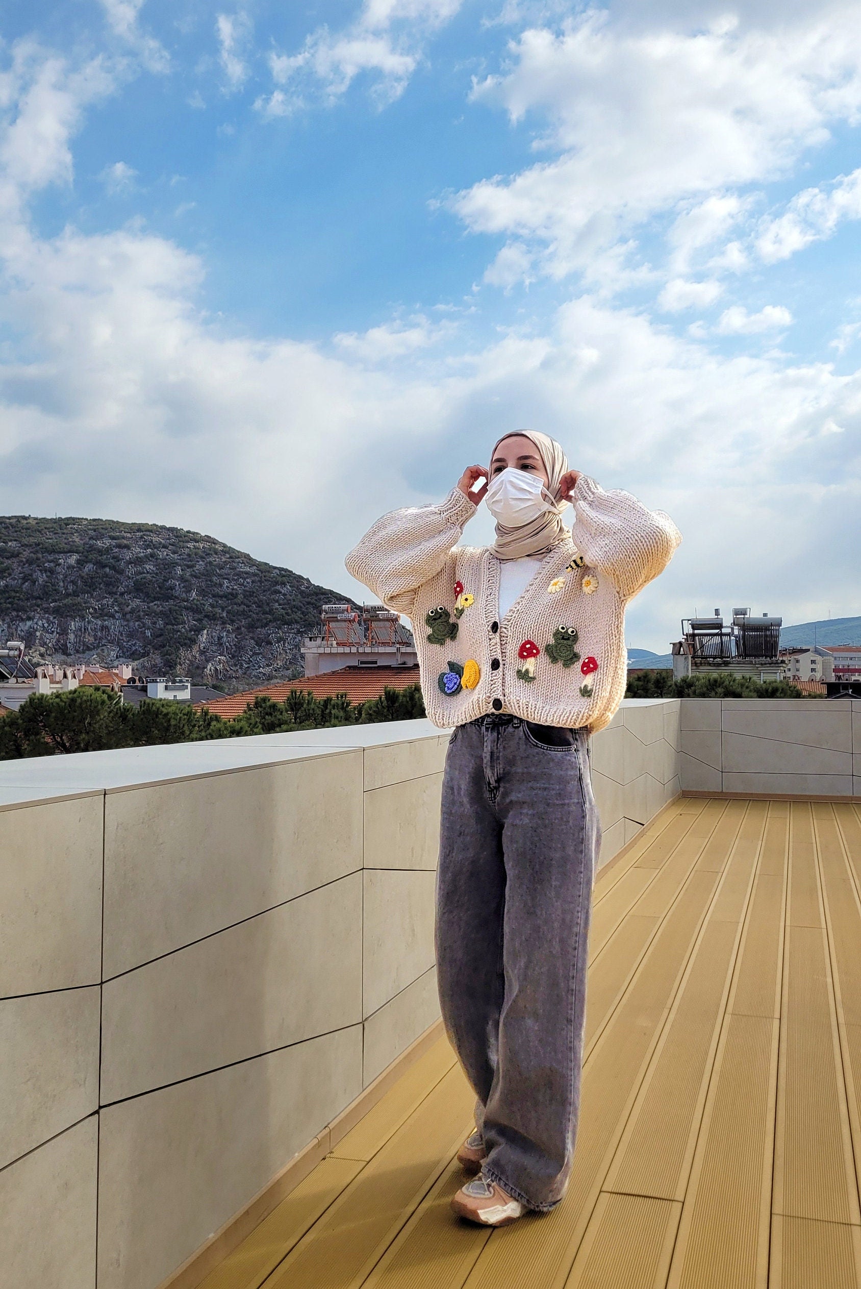 Chunky Knit Mushroom Cardigan - Frog Cardigan Cropped Froggy , Bee ...