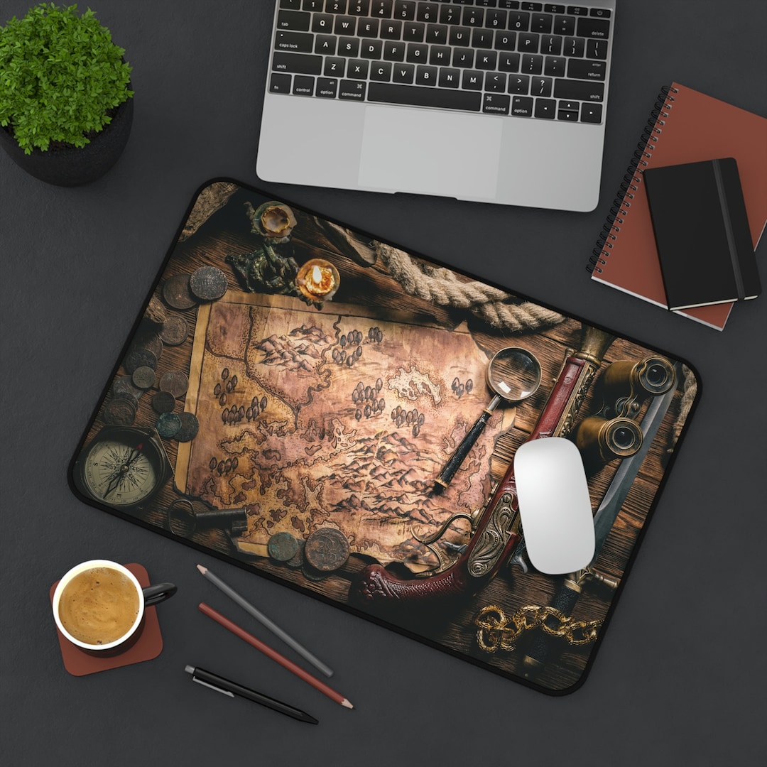 Pirate Map Desk Map, Office Desk Decor, Large Mouse Pad, Office Gift ...