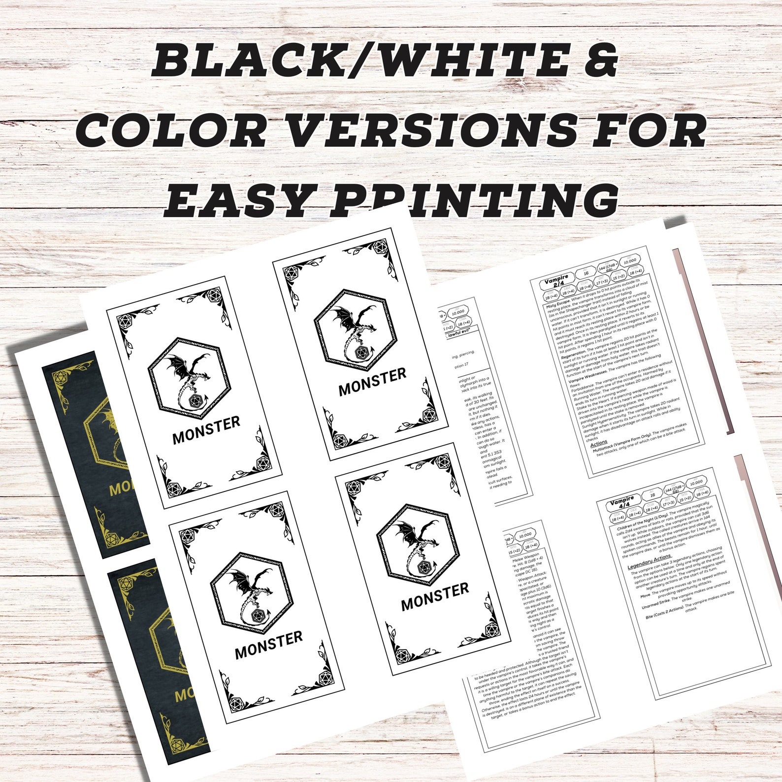 Dungeons & Dragons 5E Monster Cards: 280+ Printable Cards (PDF Download ...