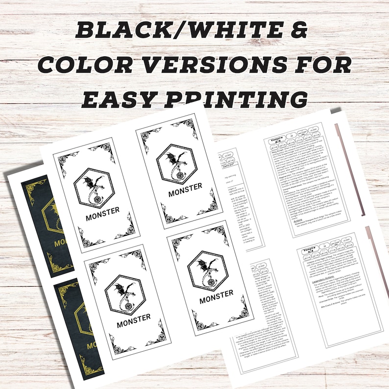 Dungeons & Dragons 5E Monster Cards: 280+ Printable Cards (PDF Download ...