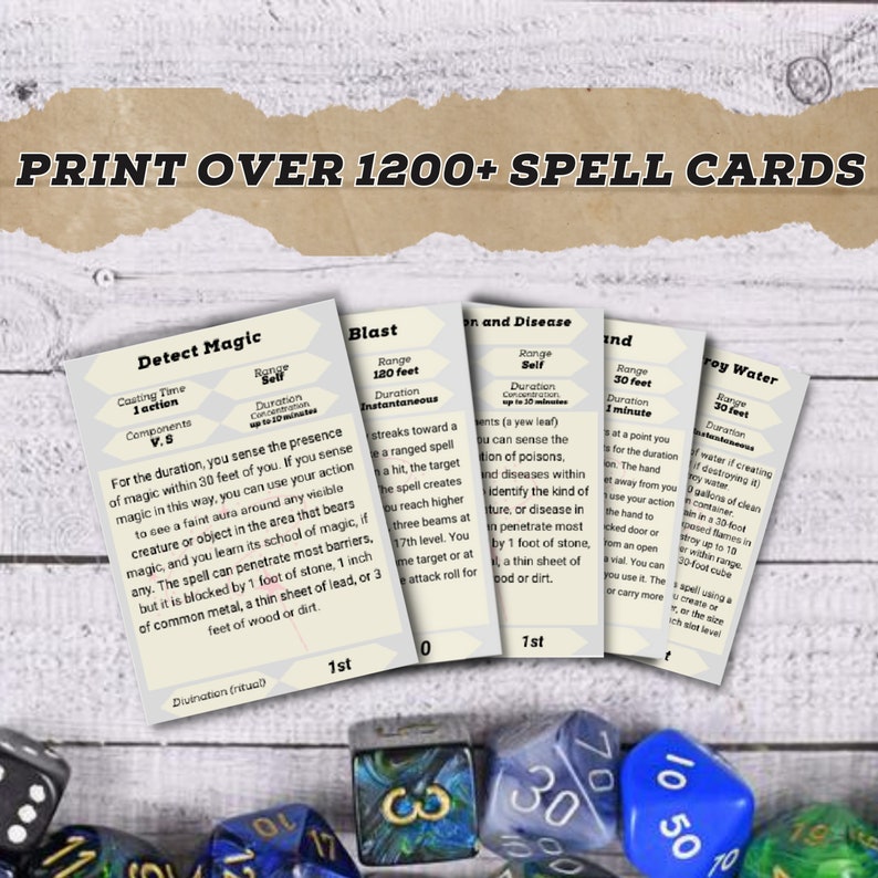 Dnd Spell Cards Digital Download Bundle Dungeon Master Aid Spell Cards ...