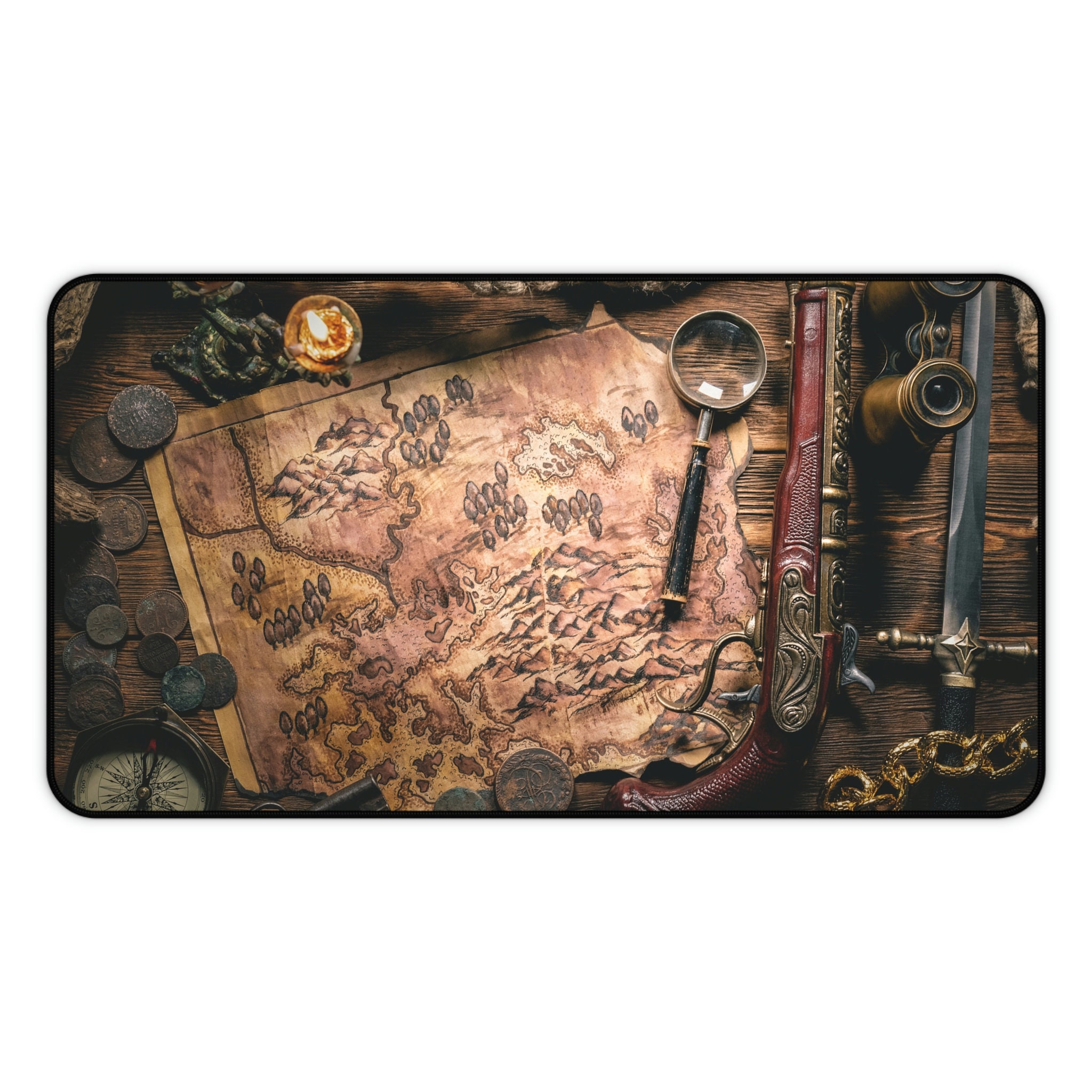 Pirate Map Desk Map, Office Desk Decor, Large Mouse Pad, Office Gift ...