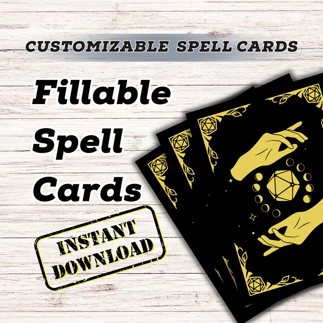 Customizable D&D Spell Cards PDF - Digital Download for Personalized ...