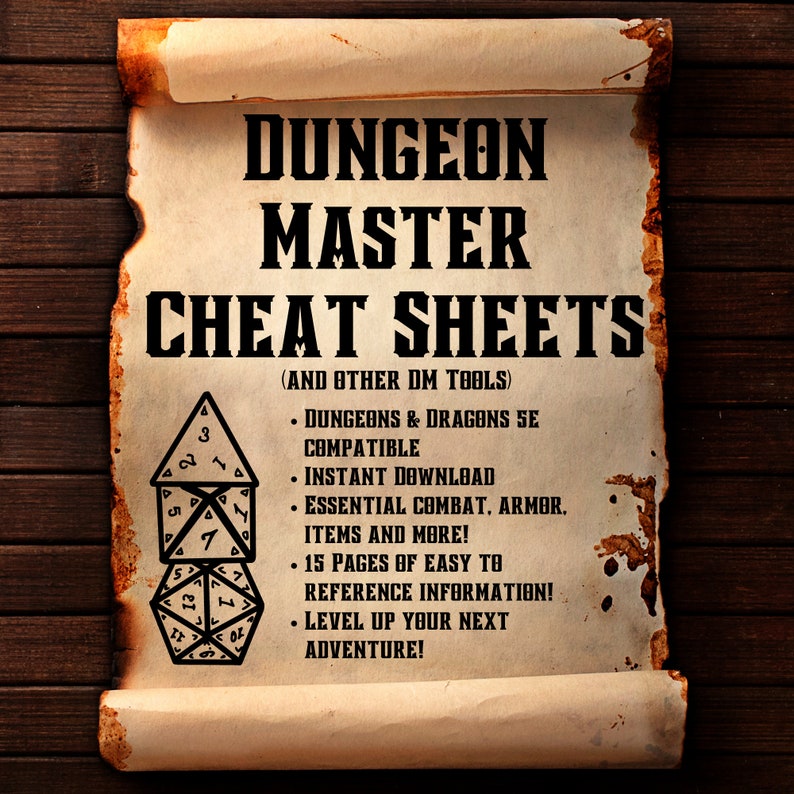 Dungeon Master Cheat Sheets Dungeon Master Screen Dnd Tools TTRPG D20 ...