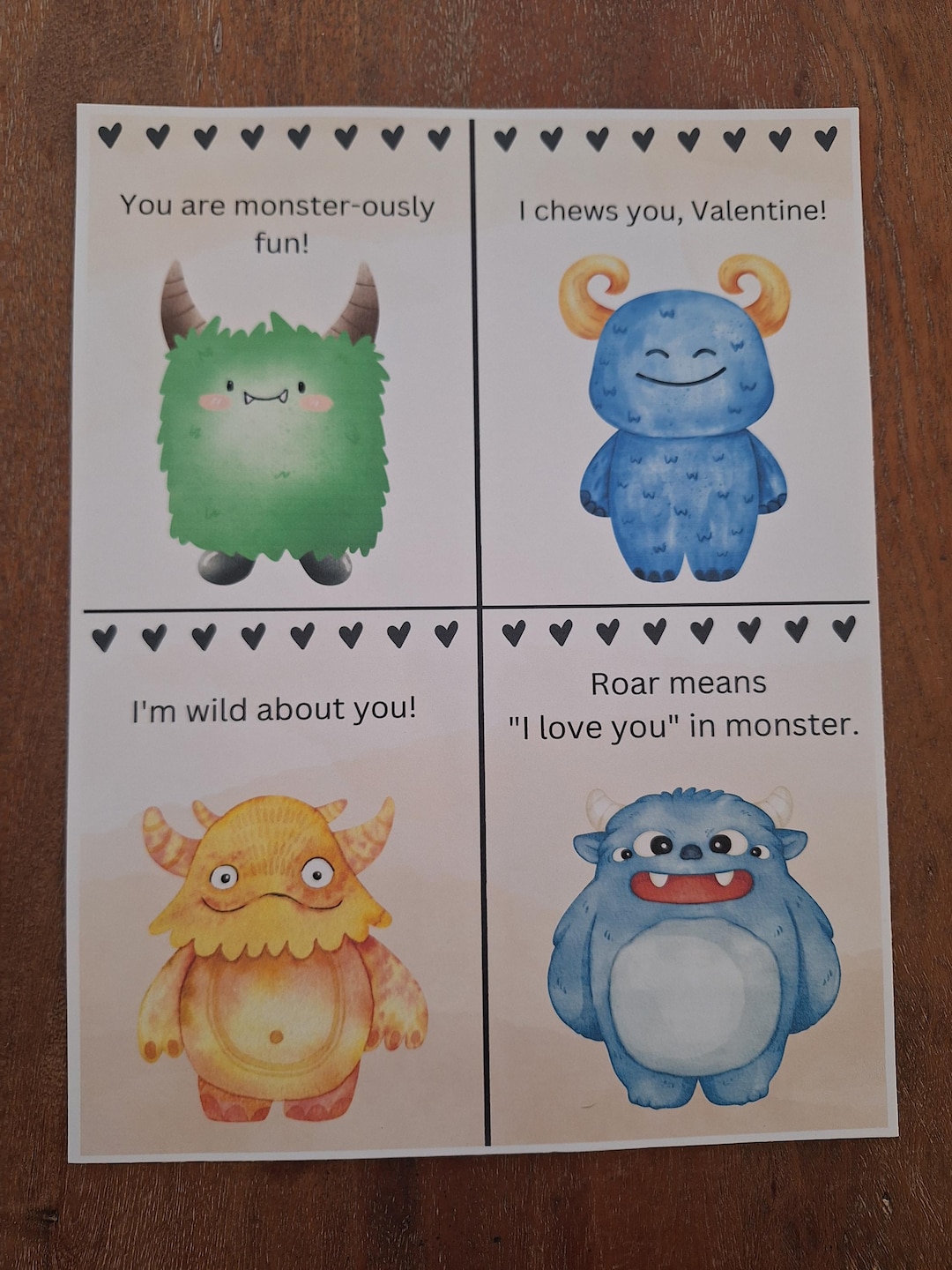 Printable Monster Valentine Cards- PDF - Etsy