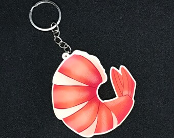 Cute Shrimp Keychain | Etsy