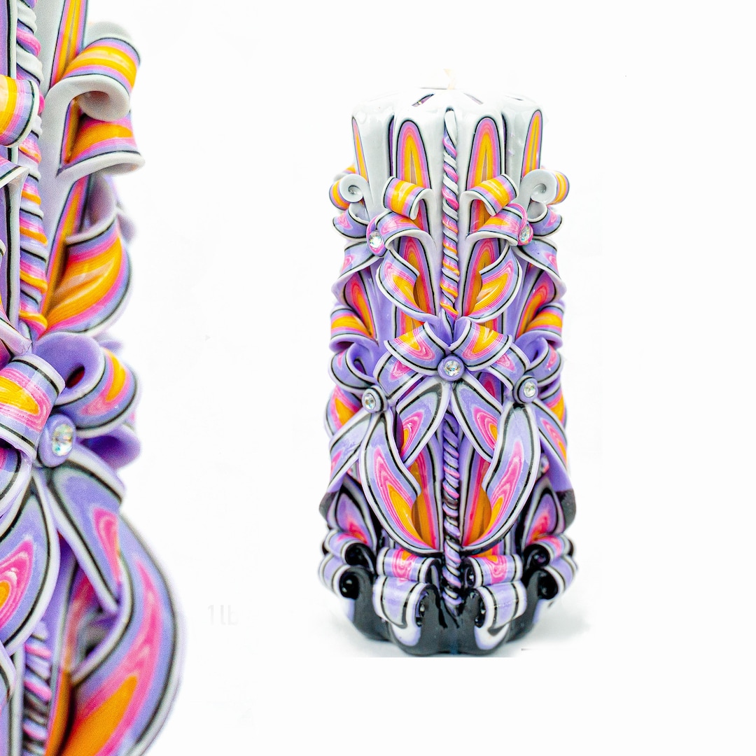 Handcrafted Carved Candle: Artistic Home Decor, Candy Scent (9 Inch) - Etsy